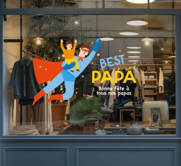 Sticker vitrine best papa FP036 adhésif pros - Comstickers